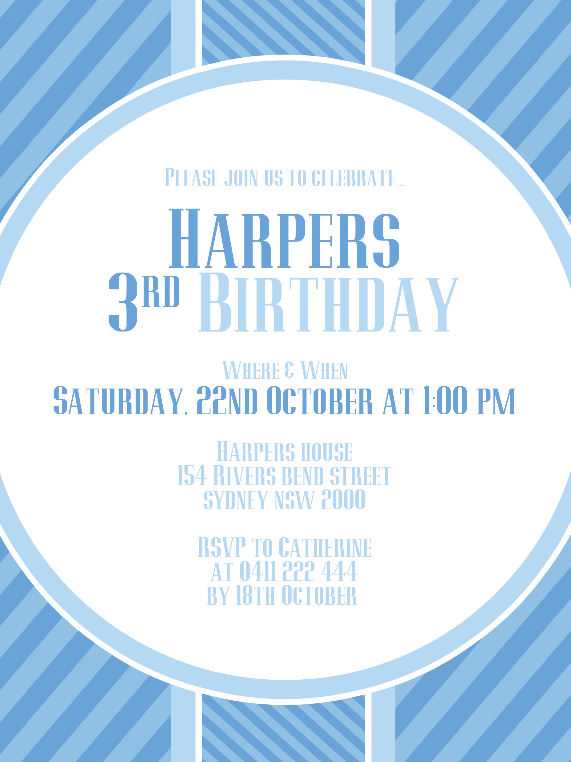 Blue Party Invitation - CustomiseMe by Harvey Norman