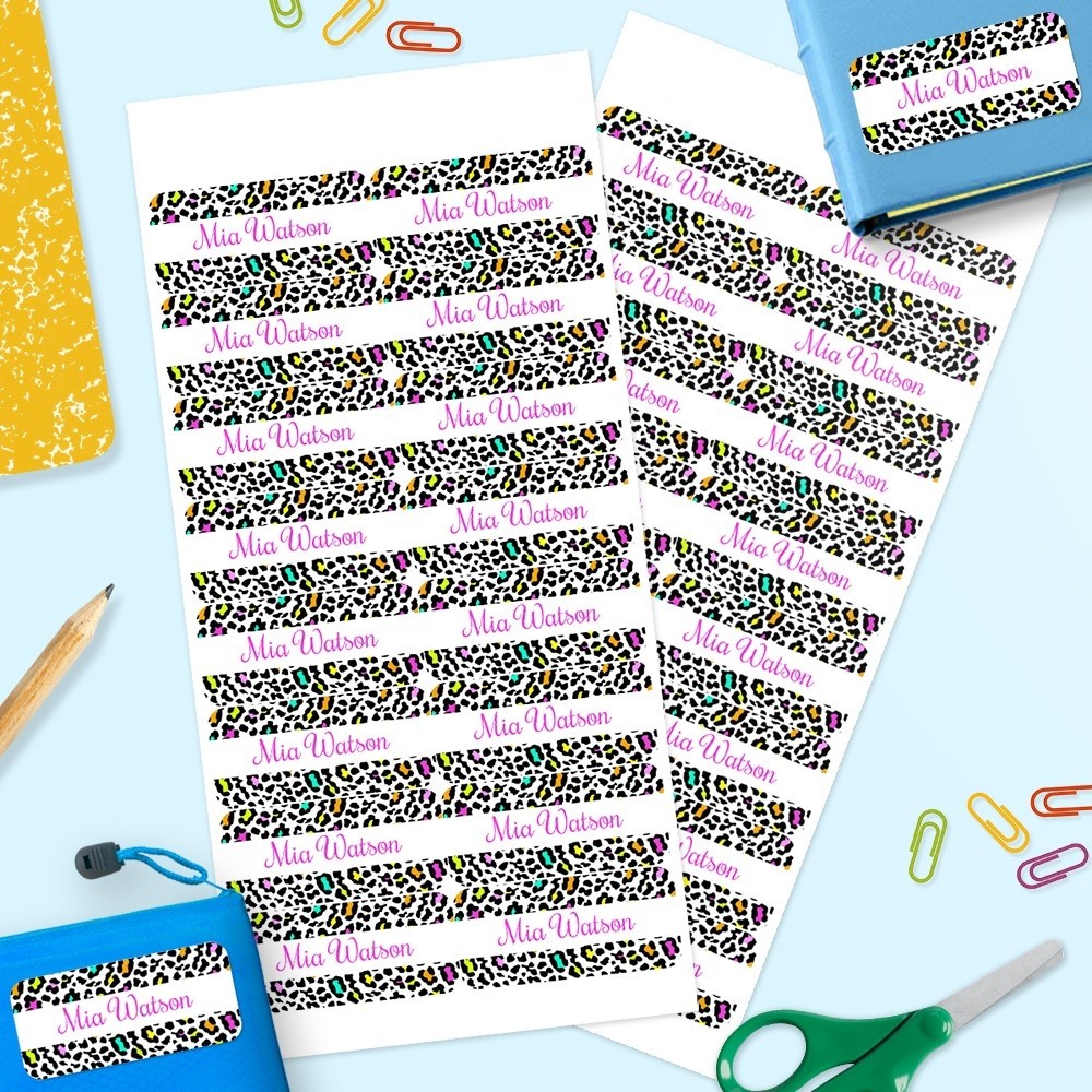 Leopard Print Rectangle Name Label - CustomiseMe by Harvey Norman