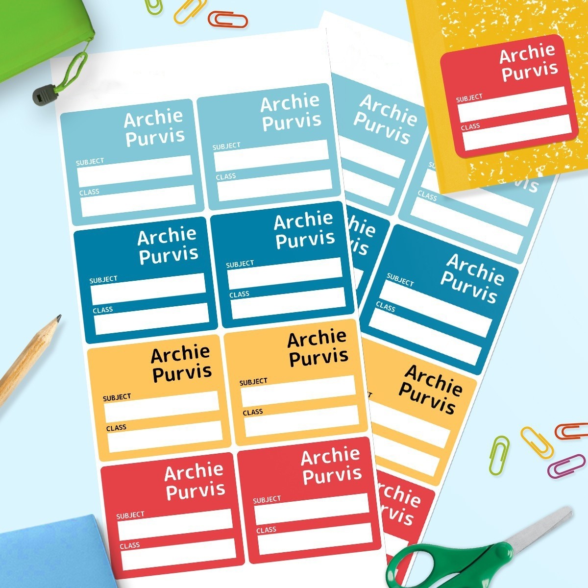 Multi Colour School Book Labels - CustomiseMe by Harvey Norman