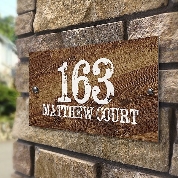 Wood Pine Effect Metal House Sign - CustomiseMe by Harvey Norman