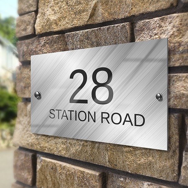 Dark Diagonal Pattern Metal House Sign - CustomiseMe by Harvey Norman