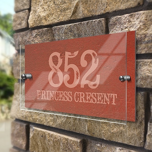 Orange Cement Effect Premium Acrylic Front House Sign - CustomiseMe by ...