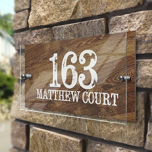 Wood Pine Effect Premium Acrylic Front House Sign - CustomiseMe by ...