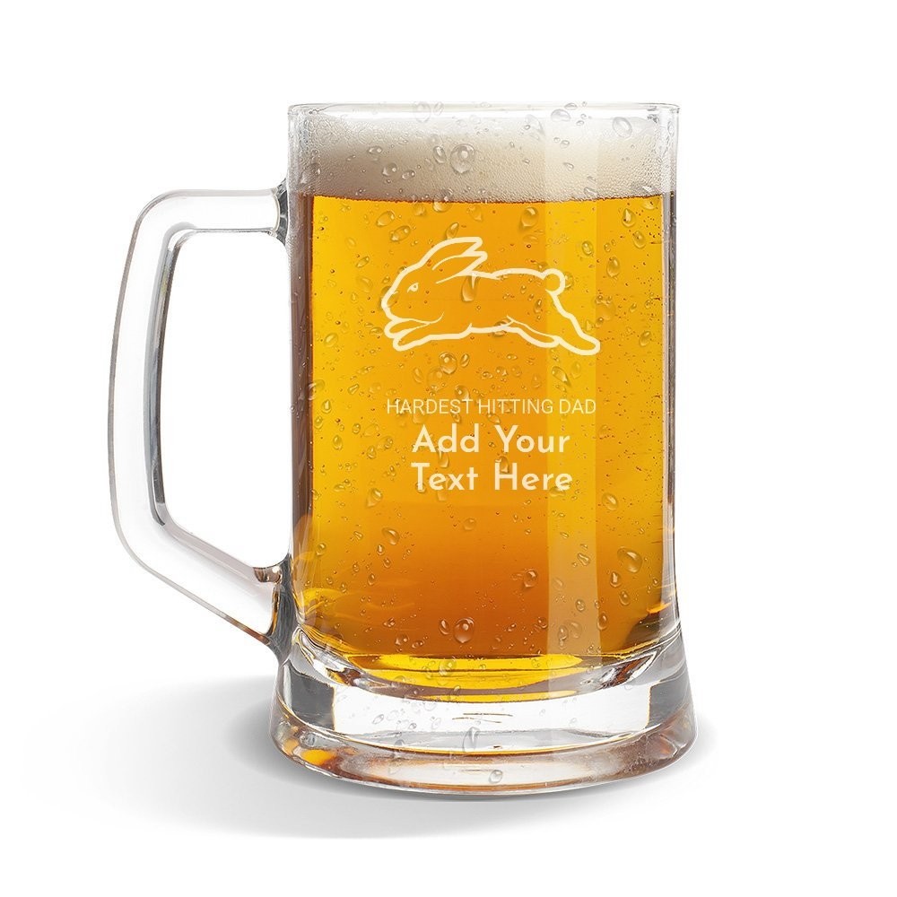 NRL Rabbitohs Glass Beer Mug - CustomiseMe by Harvey Norman