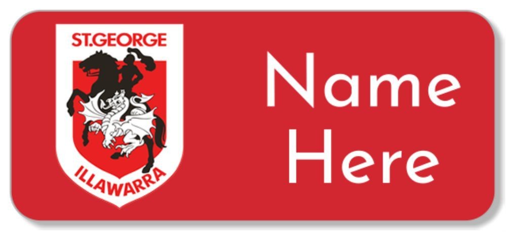 NRL Dragons Rectangle Name Label - CustomiseMe by Harvey Norman
